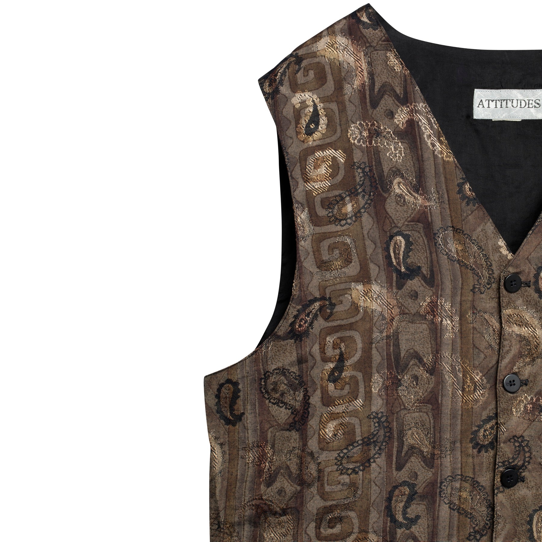 ATTITUDES (Italy) Damask Weave Viscose Blend Paisley Vest Tourmaline ...