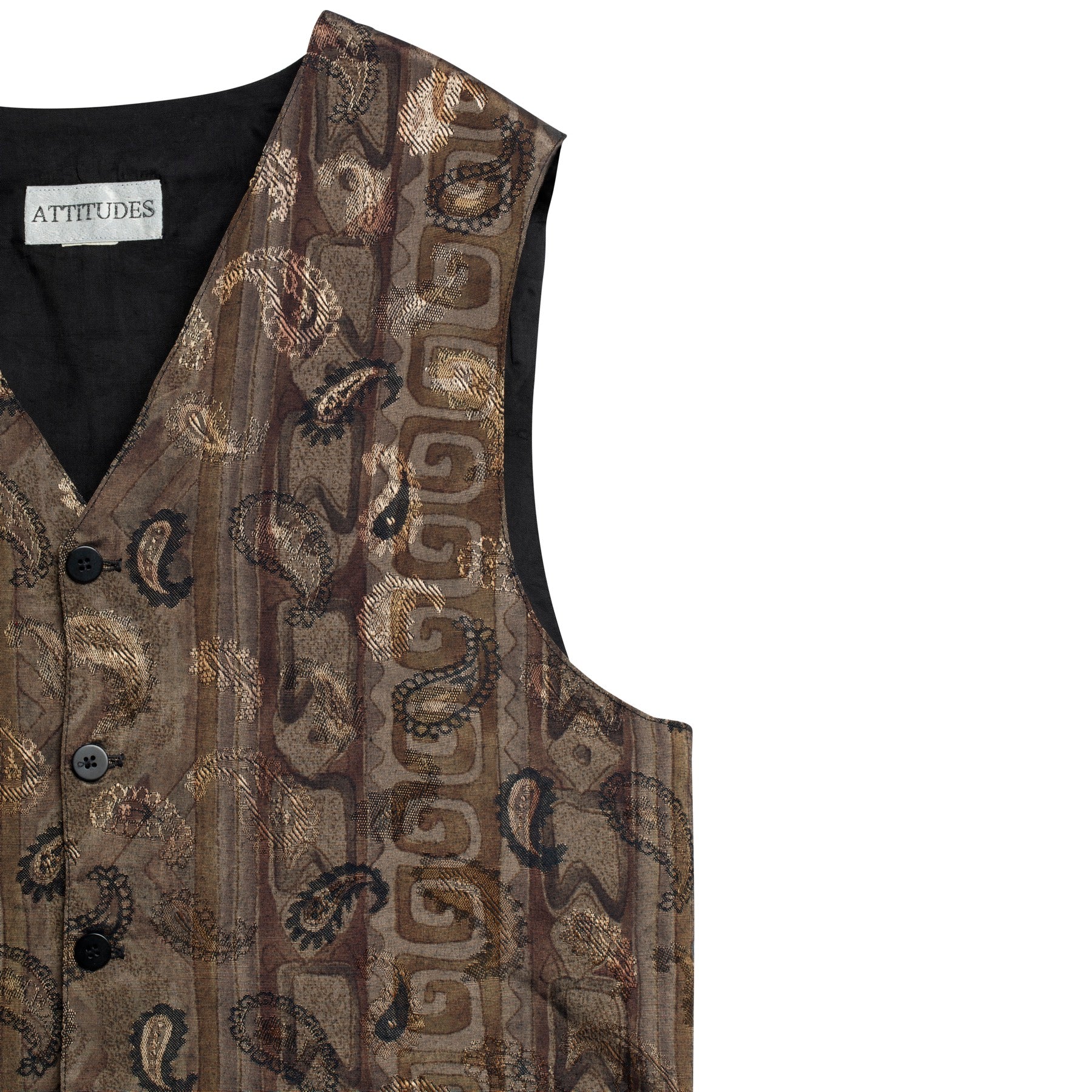 ATTITUDES (Italy) Damask Weave Viscose Blend Paisley Vest Tourmaline ...