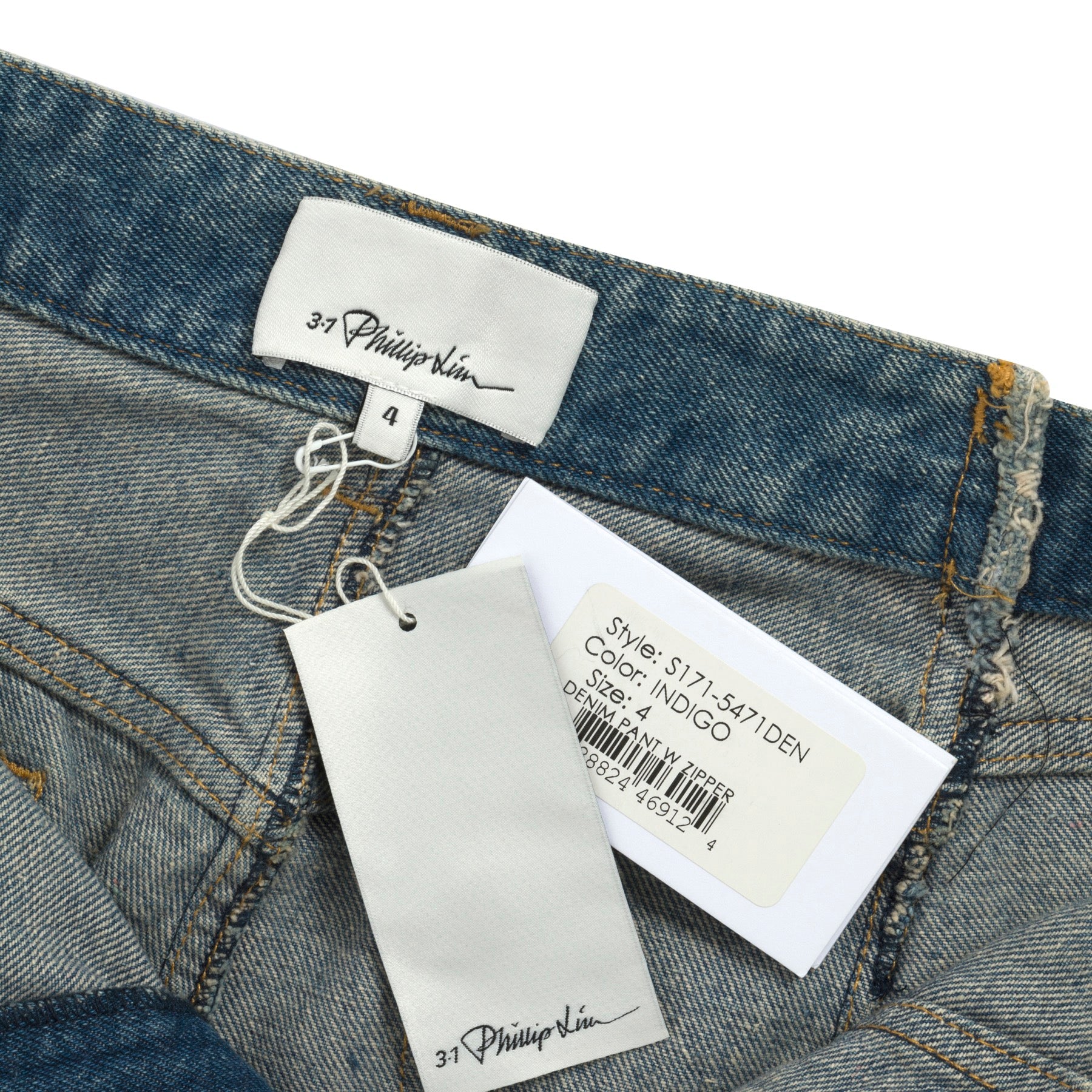 3.1 Phillip Lim (New York) Washed Indigo Denim Weave Full Zip Jeans ...
