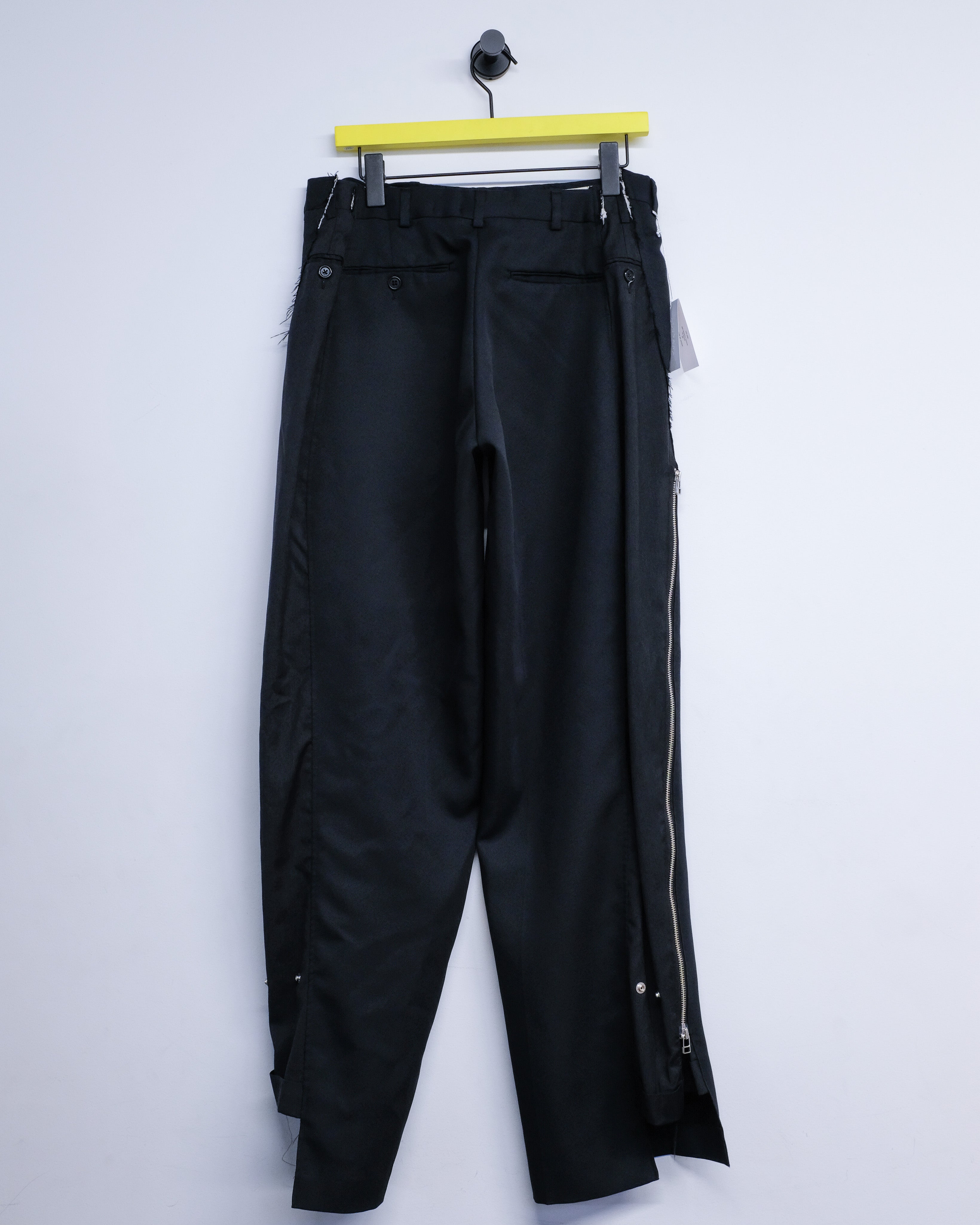 Old Park Upcycled Wool Zip Baggy Slack Pants - Black | Garmentory