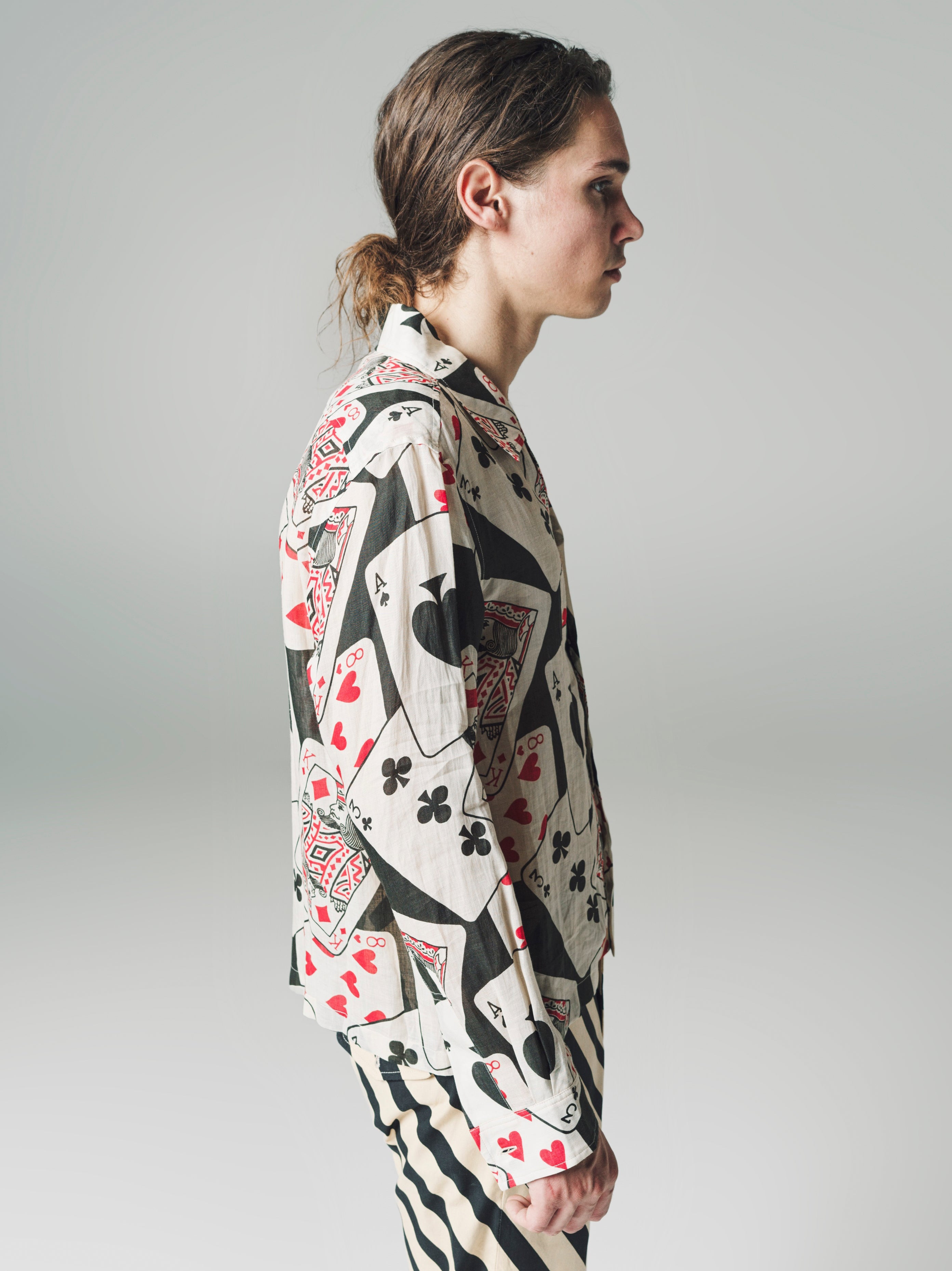 BODE Ace of Spades Long Sleeve Ramie Shirt - Prints | Garmentory