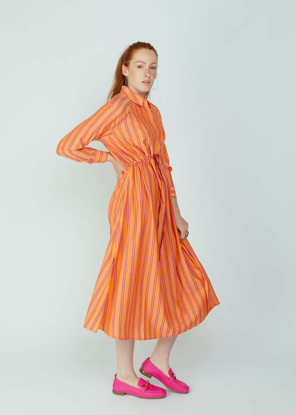 Chloe Stora Noemie Dress - Orange Stripe | Garmentory