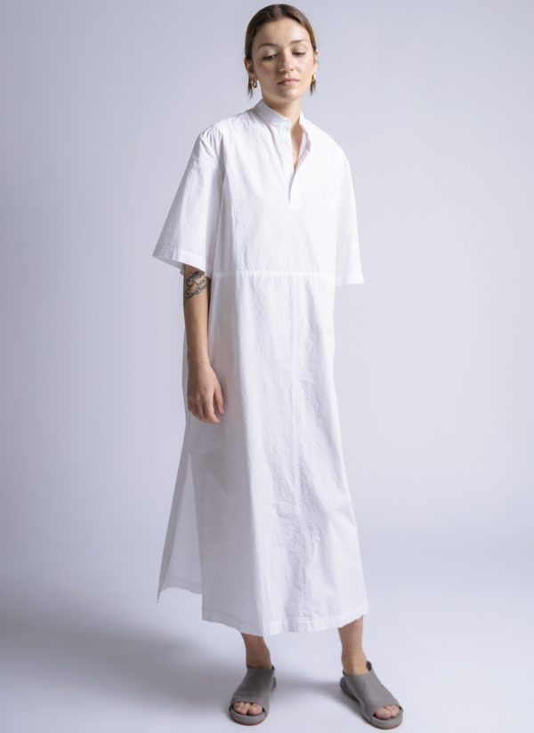 GREI. GALLERY DRESS IN WHITE ENZYME WASHED POPLIN | Garmentory