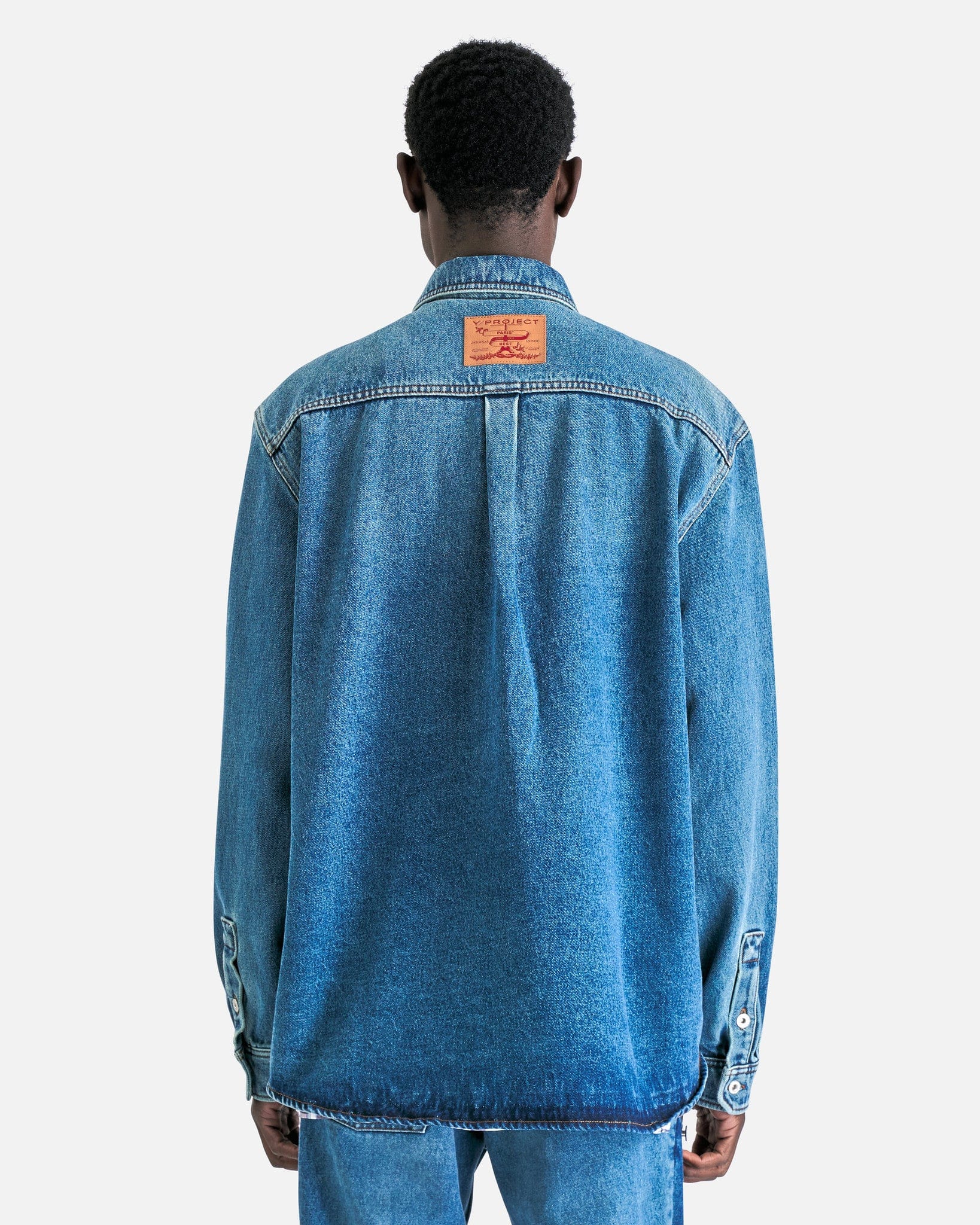 Y/project Evergreen Snap Off Denim Shirt - Evergreen Vintage Blue ...