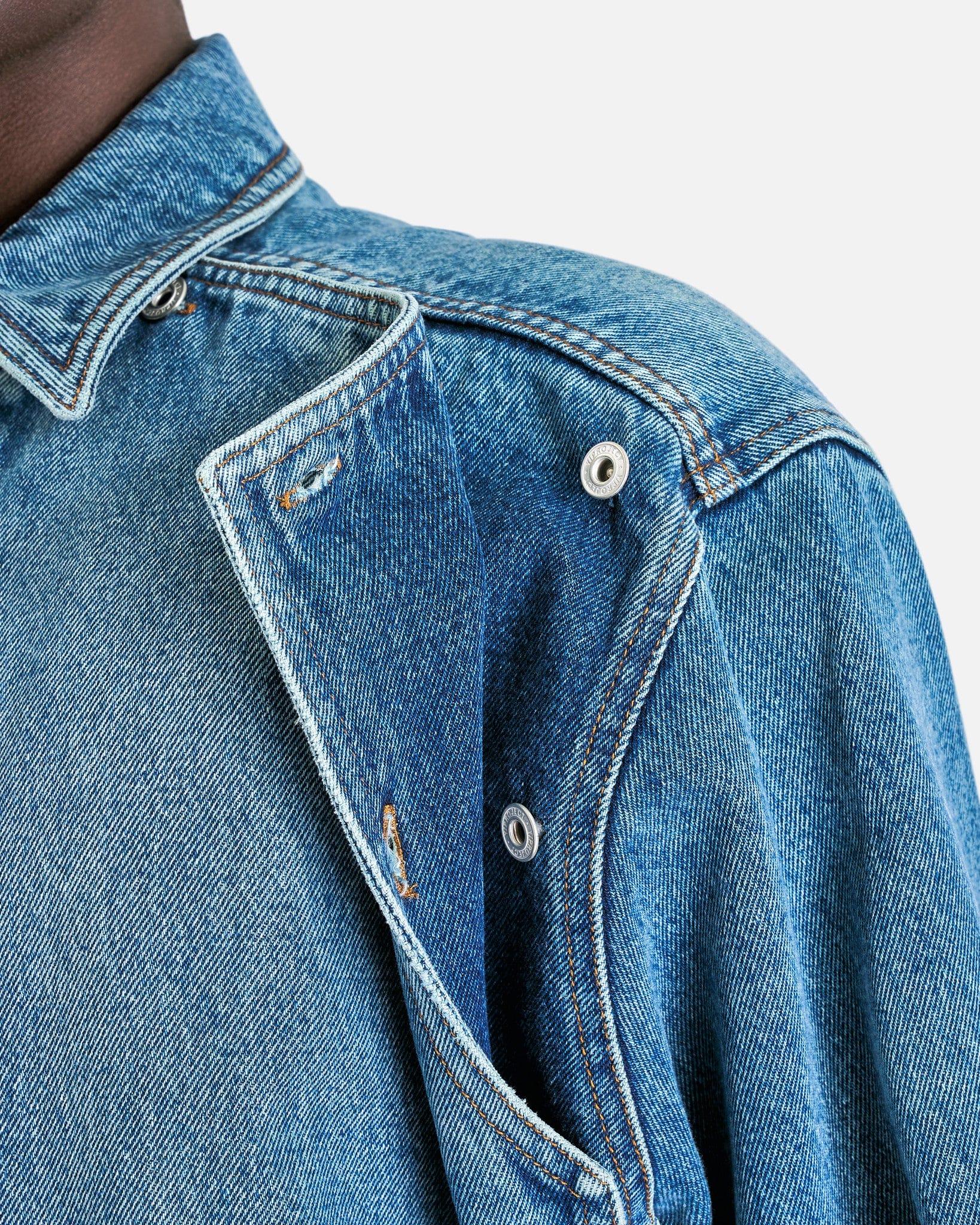 Y/project Evergreen Snap Off Denim Shirt - Evergreen Vintage Blue ...