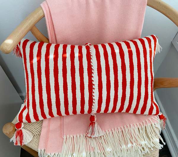 SAMPLE SALE 2024- Antigua - Bright Red Stripe Pillow | Garmentory