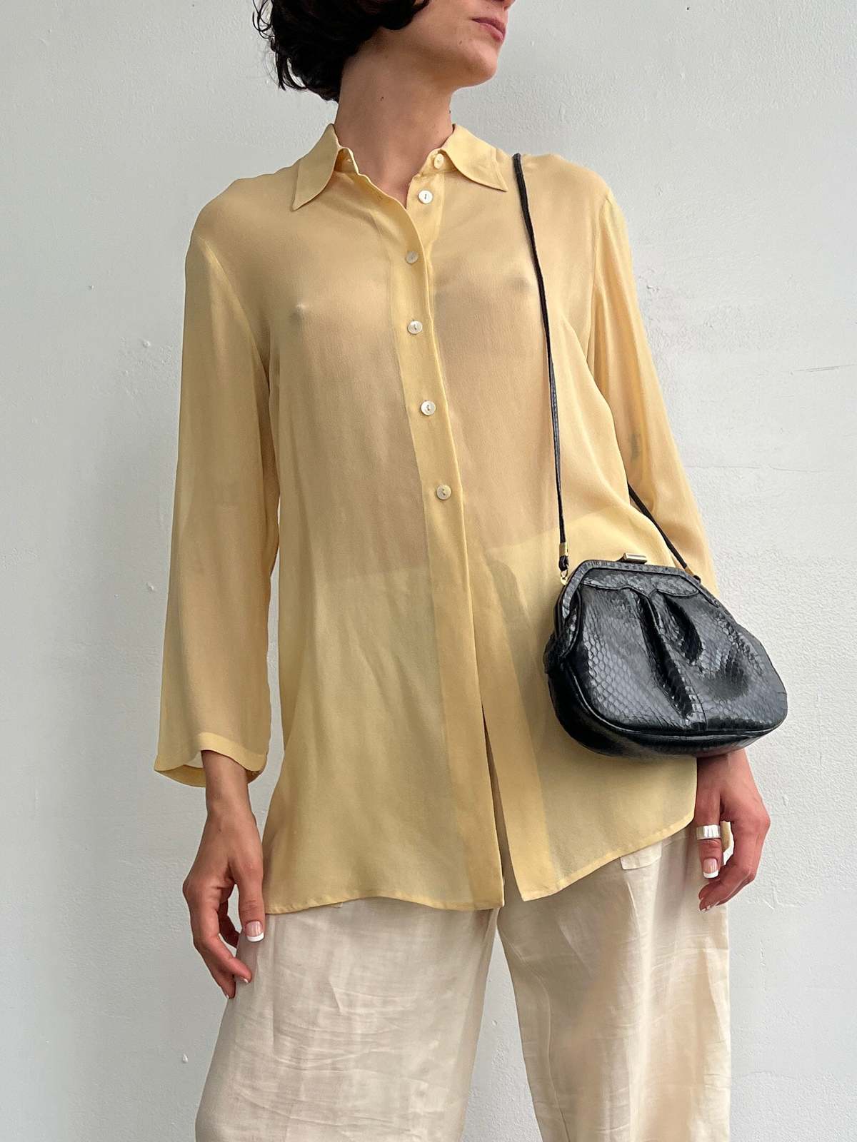 Vintage Sheer Silk Blouse - Butter | Garmentory