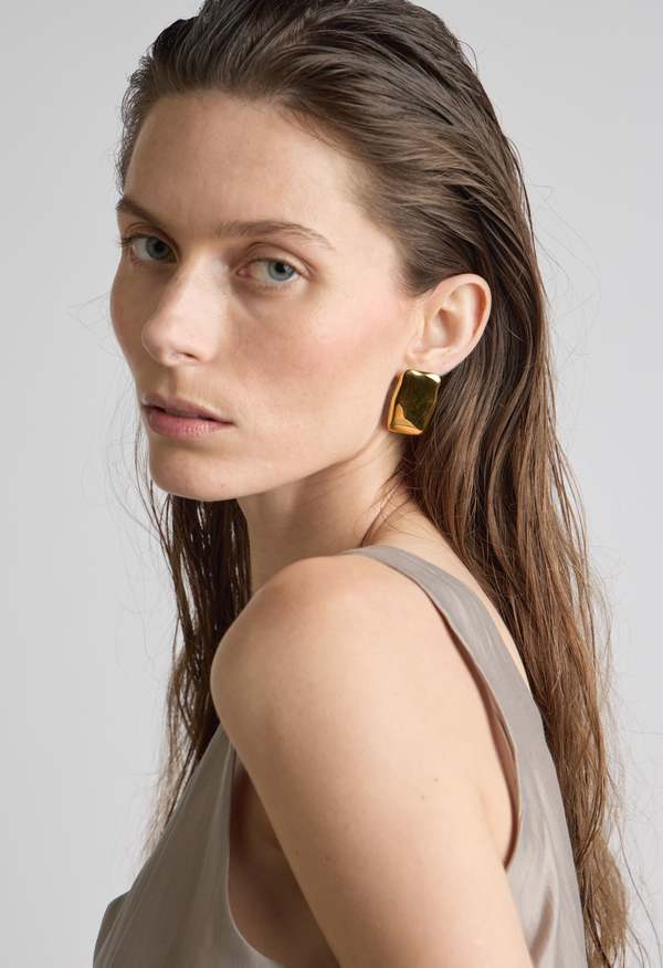 NKC Leilani Stainless Steel Rectangle Earrings - Gold | Garmentory