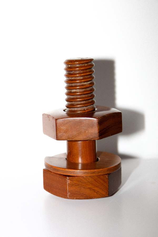 Formas Wooden Screw & Nut Sculpture - Wood | Garmentory