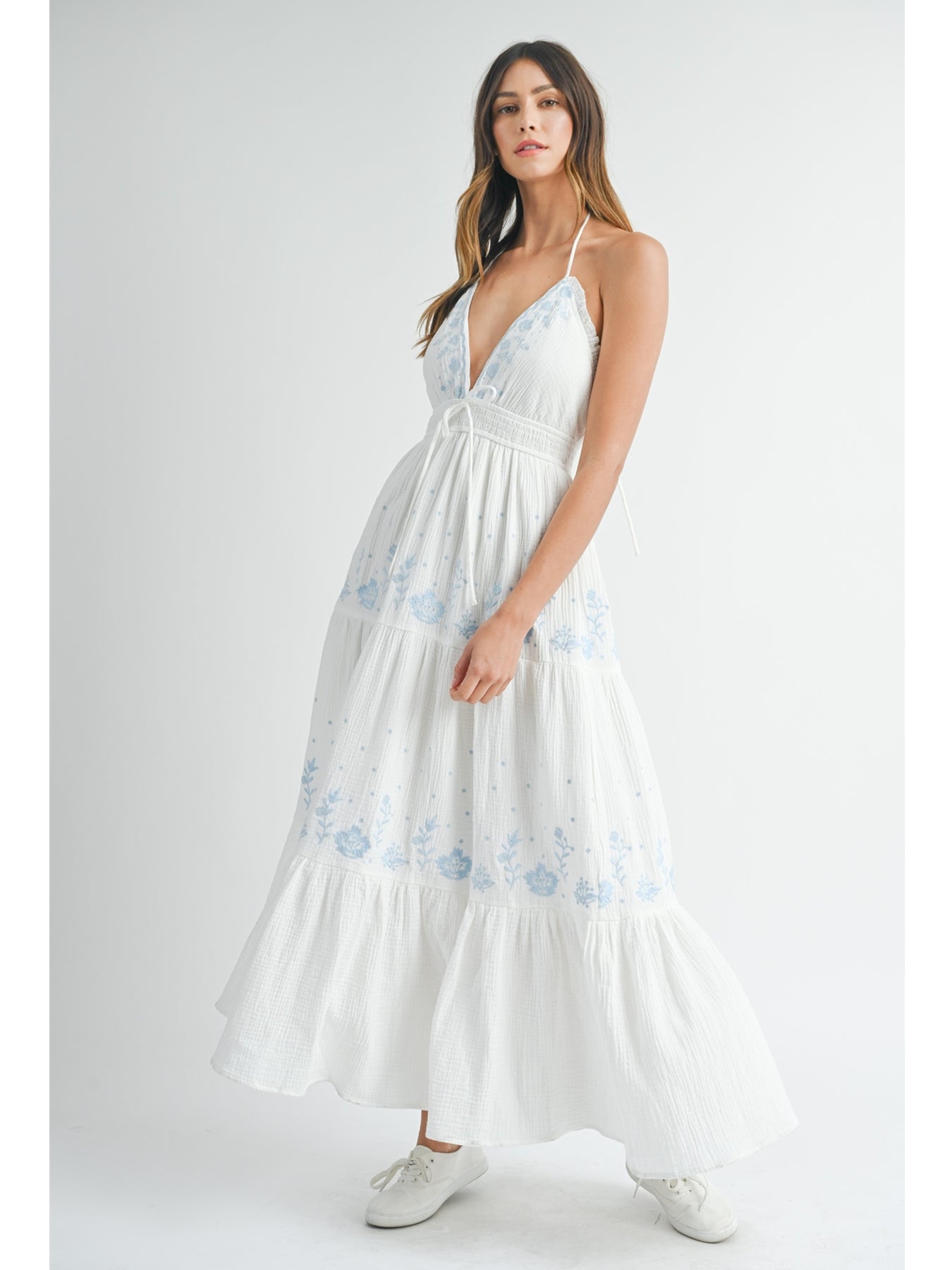 Mable Kaizen Embroidered Maxi Dress - Off White | Garmentory