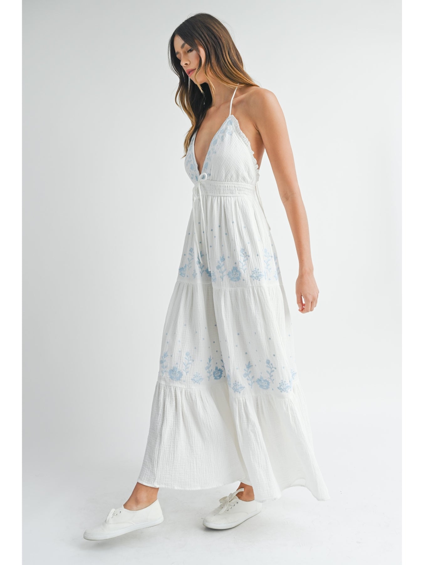 Mable Kaizen Embroidered Maxi Dress - Off White | Garmentory