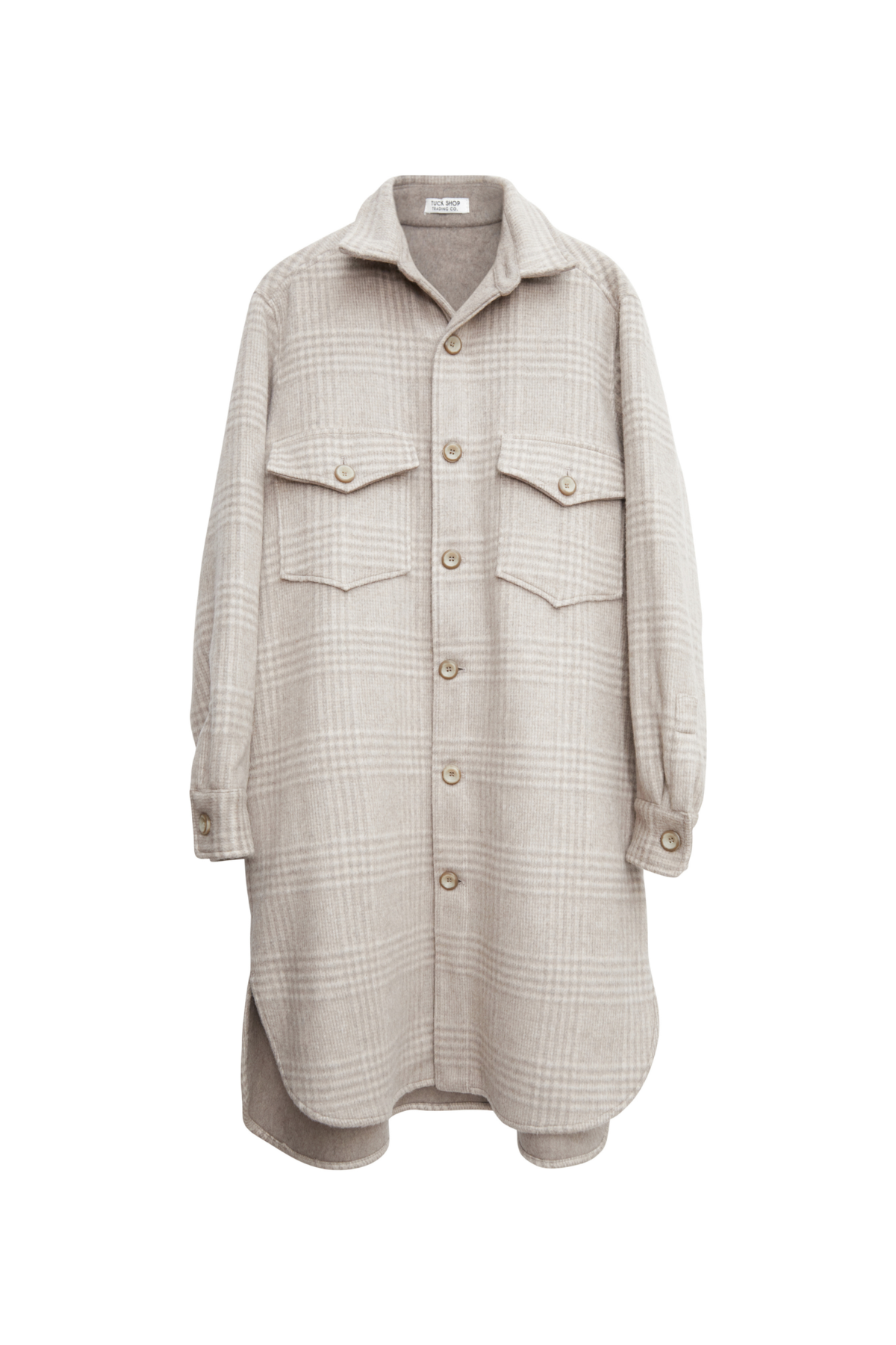 Tuck Shop Trading Co. Oversized Cottage Coat - Plaid Oatmeal | Garmentory