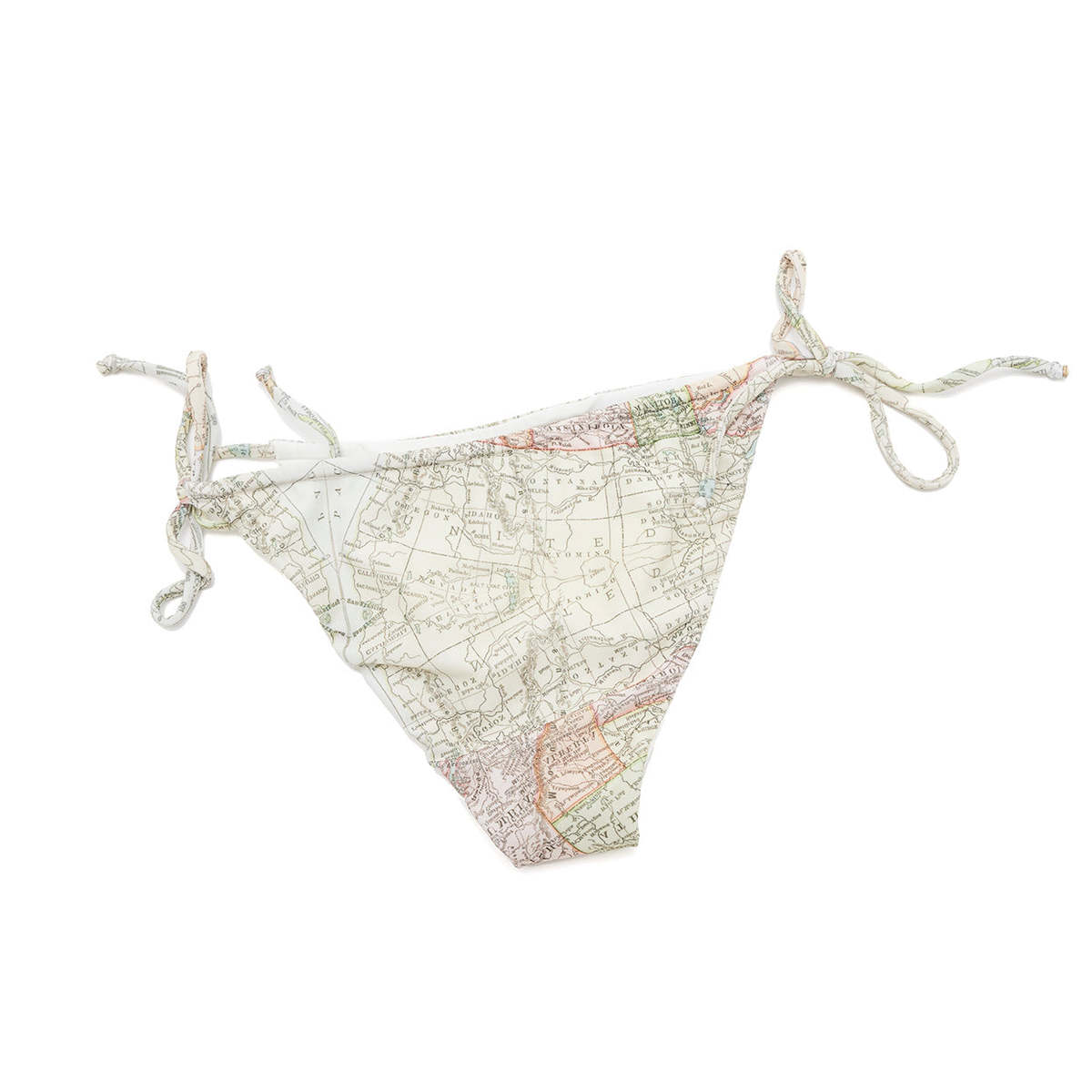 Terra Cotta Designs String Bikini Bottom - Map Print | Garmentory