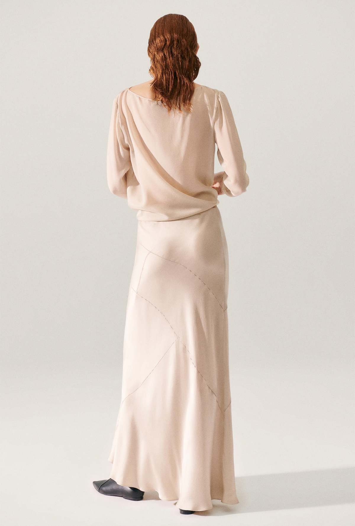 Silk Laundry Splice Long Bias Cut Skirt - Hazelnut | Garmentory