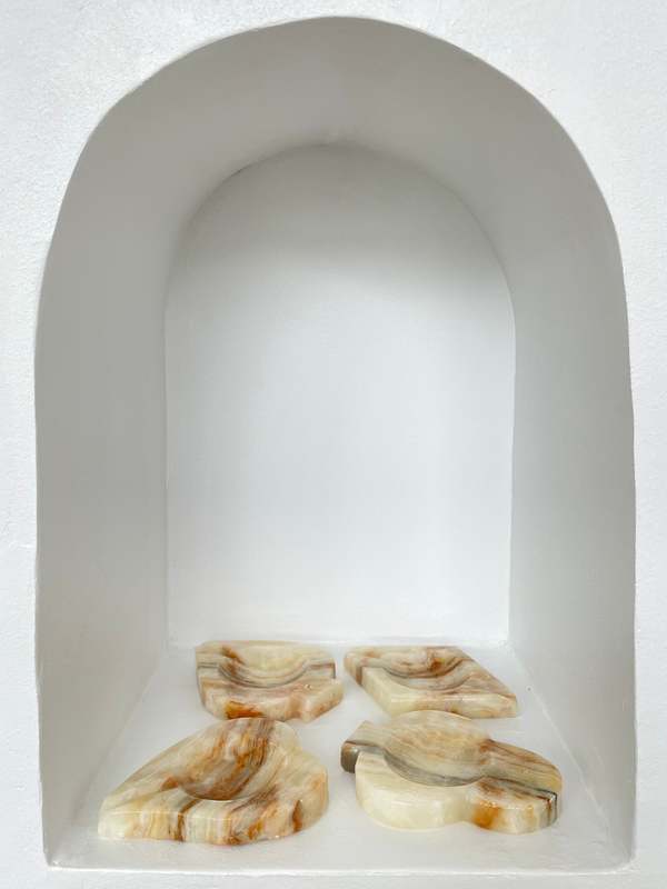 Marble Poker Ashtray Set - White/Brown | Garmentory