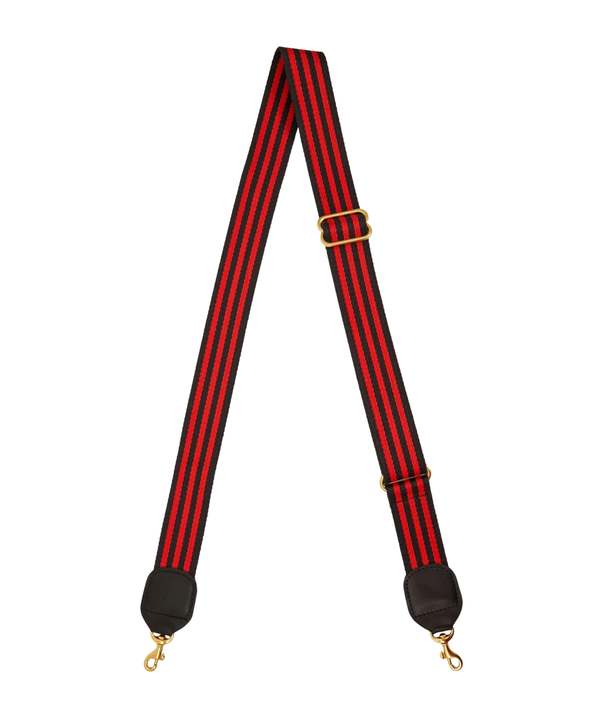 Clare V. Adjustable Crossbody Strap - Black/Red Mini Stripe Webbing ...