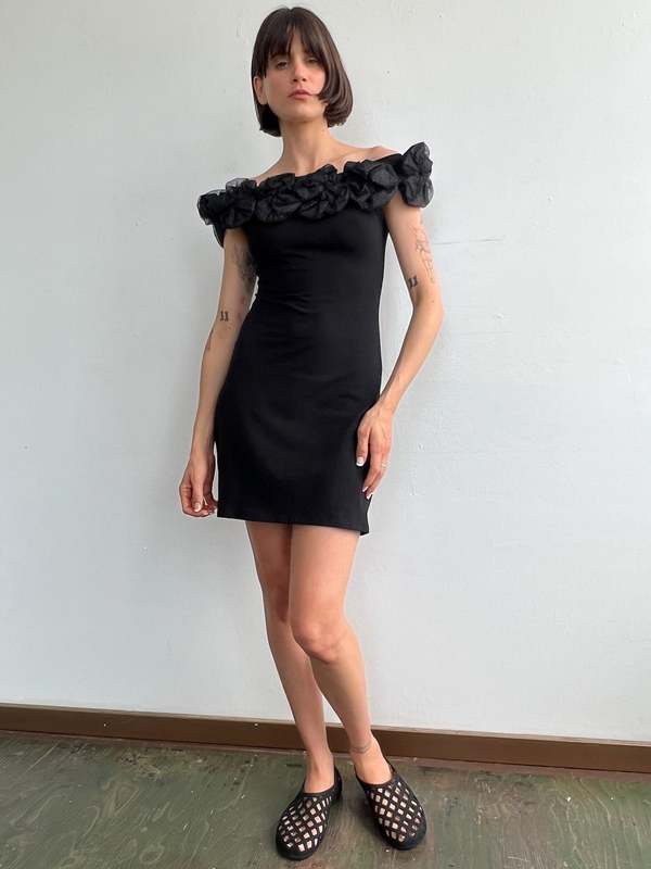 Vintage Anna Fontaine Tulle Ruffle Dress | Garmentory