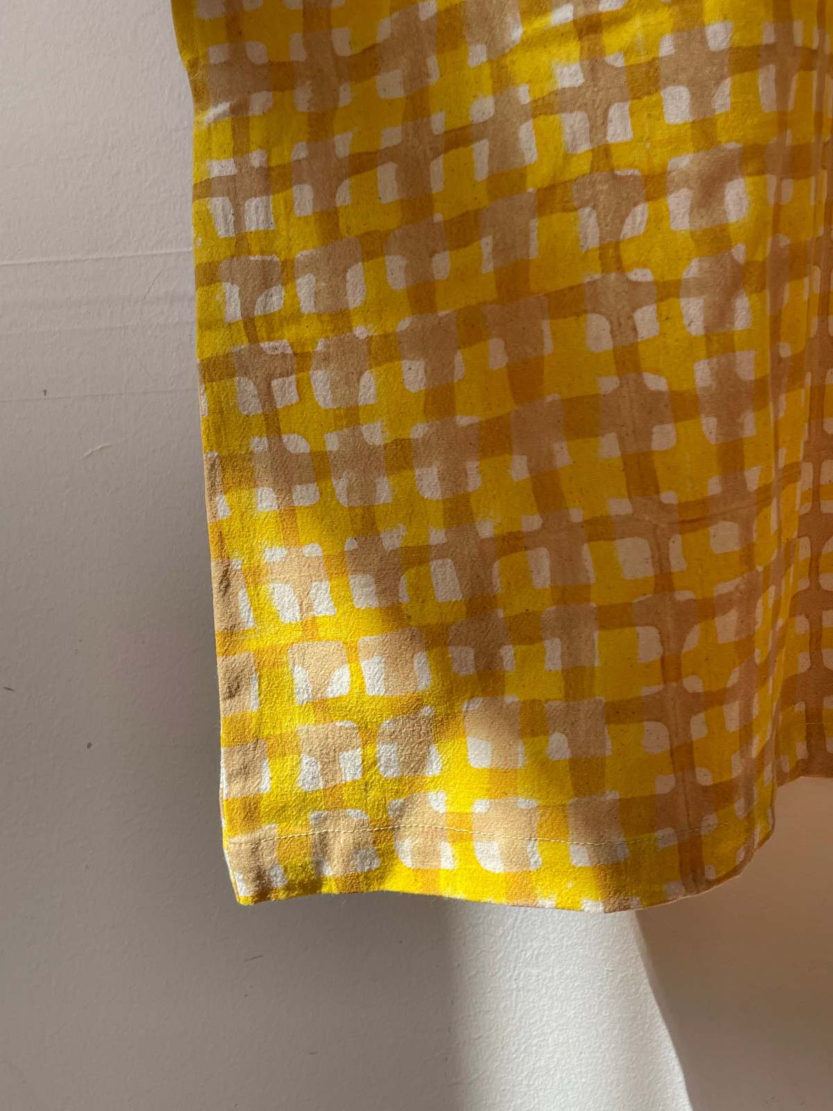 Happy French Gang Dress - Camel/Yellow Grid | Garmentory