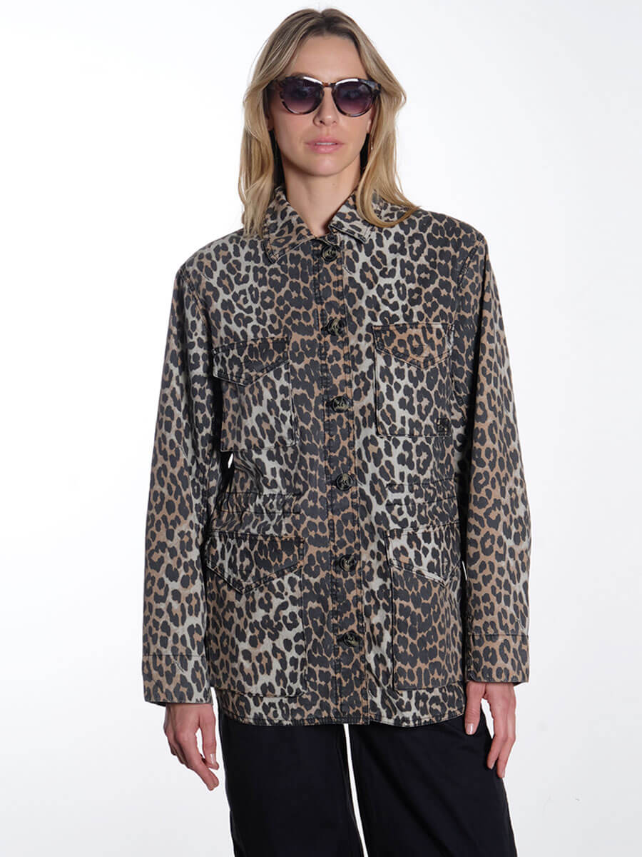 Ganni Leopard Cotton Canvas Jacket - Prints | Garmentory