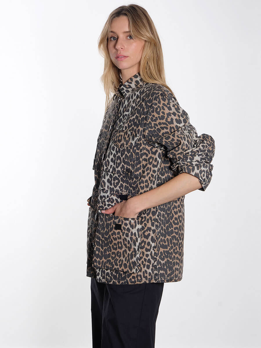 Ganni Leopard Cotton Canvas Jacket - Prints | Garmentory