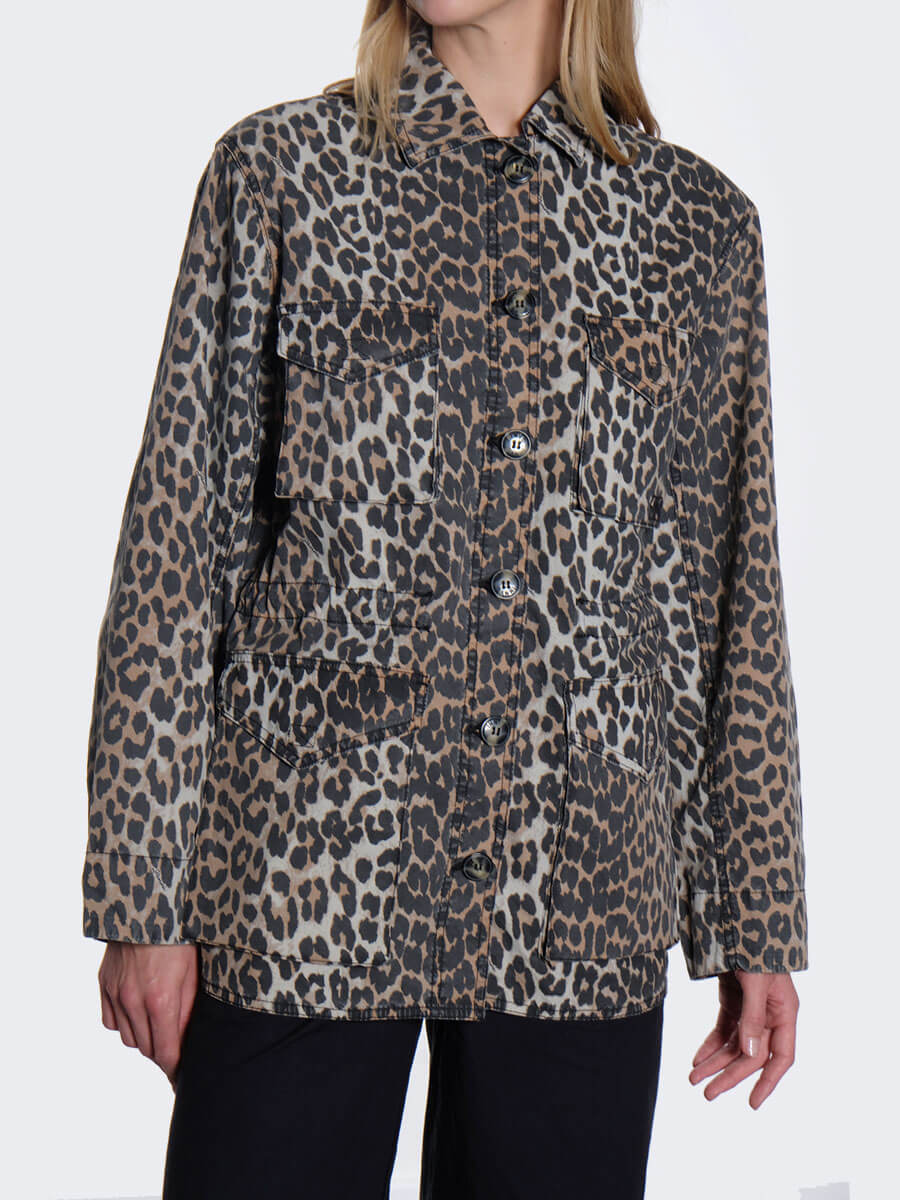 Ganni Leopard Cotton Canvas Jacket - Prints | Garmentory