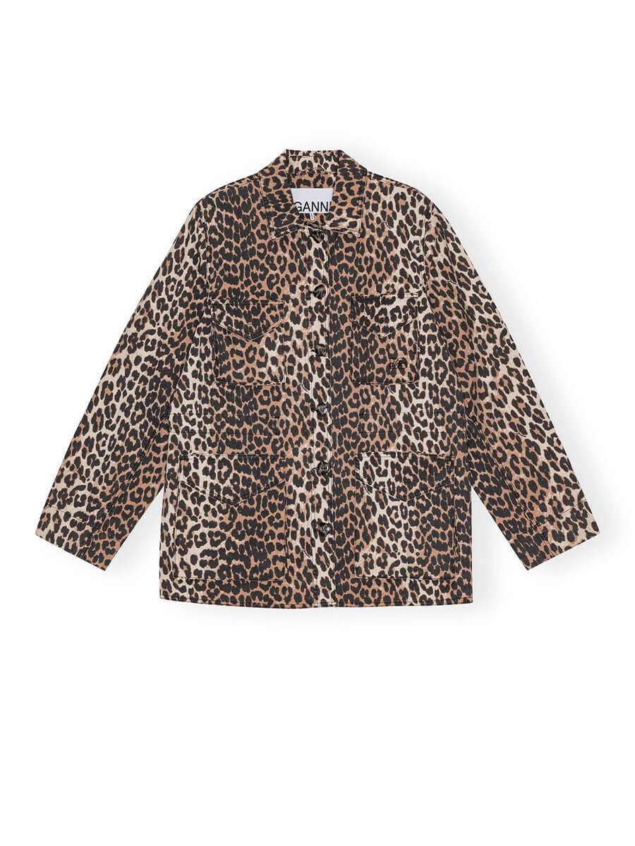 Ganni Leopard Cotton Canvas Jacket - Prints | Garmentory
