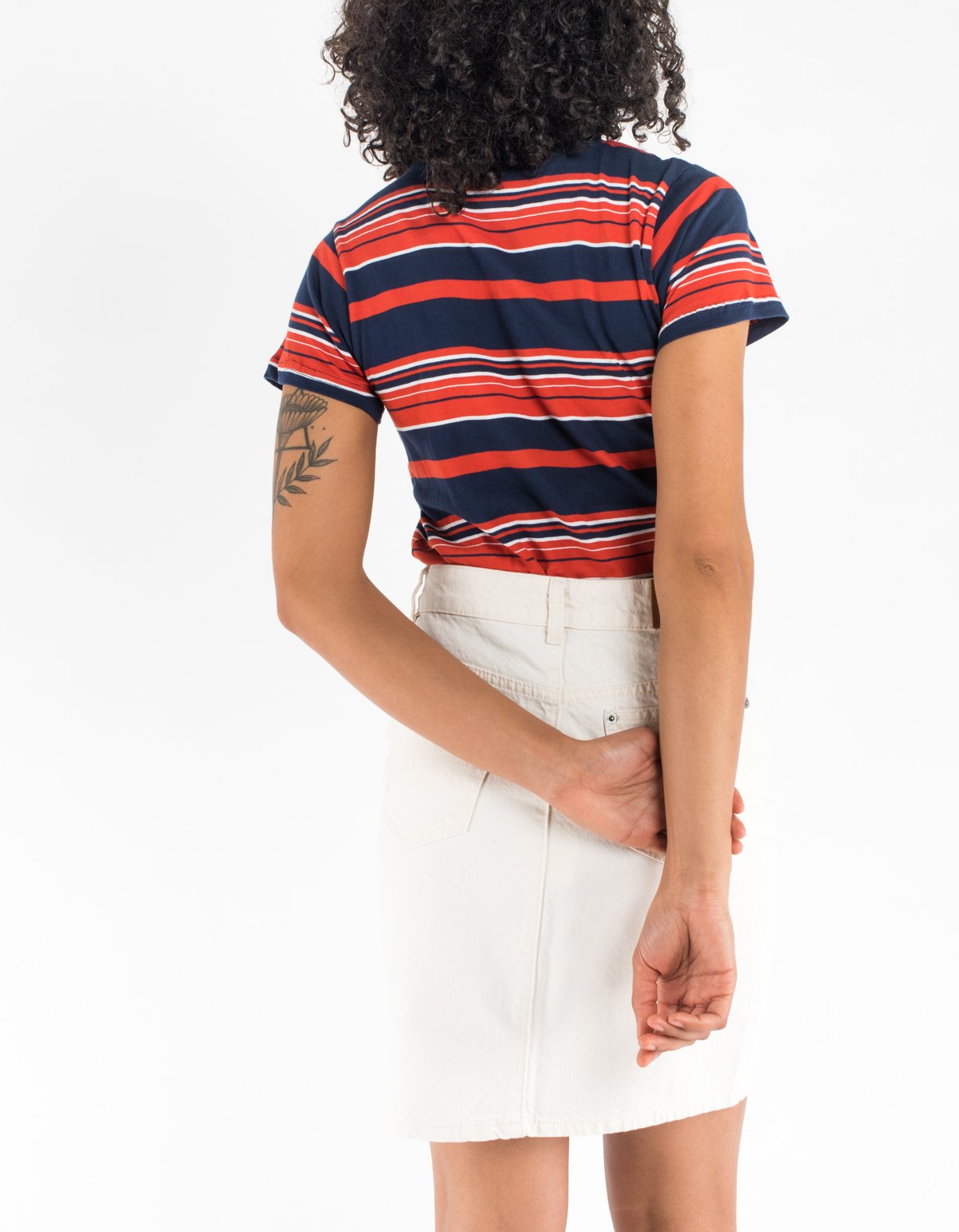 Rollas Wednesday Stripe Tee - Navy | Garmentory