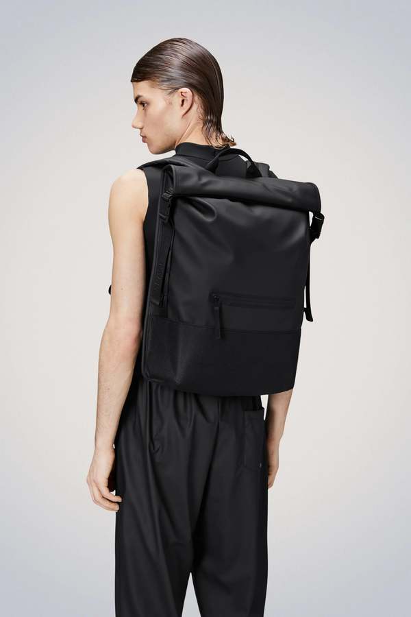 Rains Trail Rolltop Backpack - Black | Garmentory