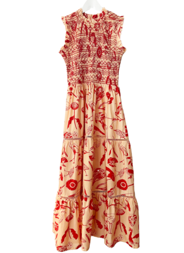 Oliphant Sleeveless Smocked Maxi - Audobon Red | Garmentory