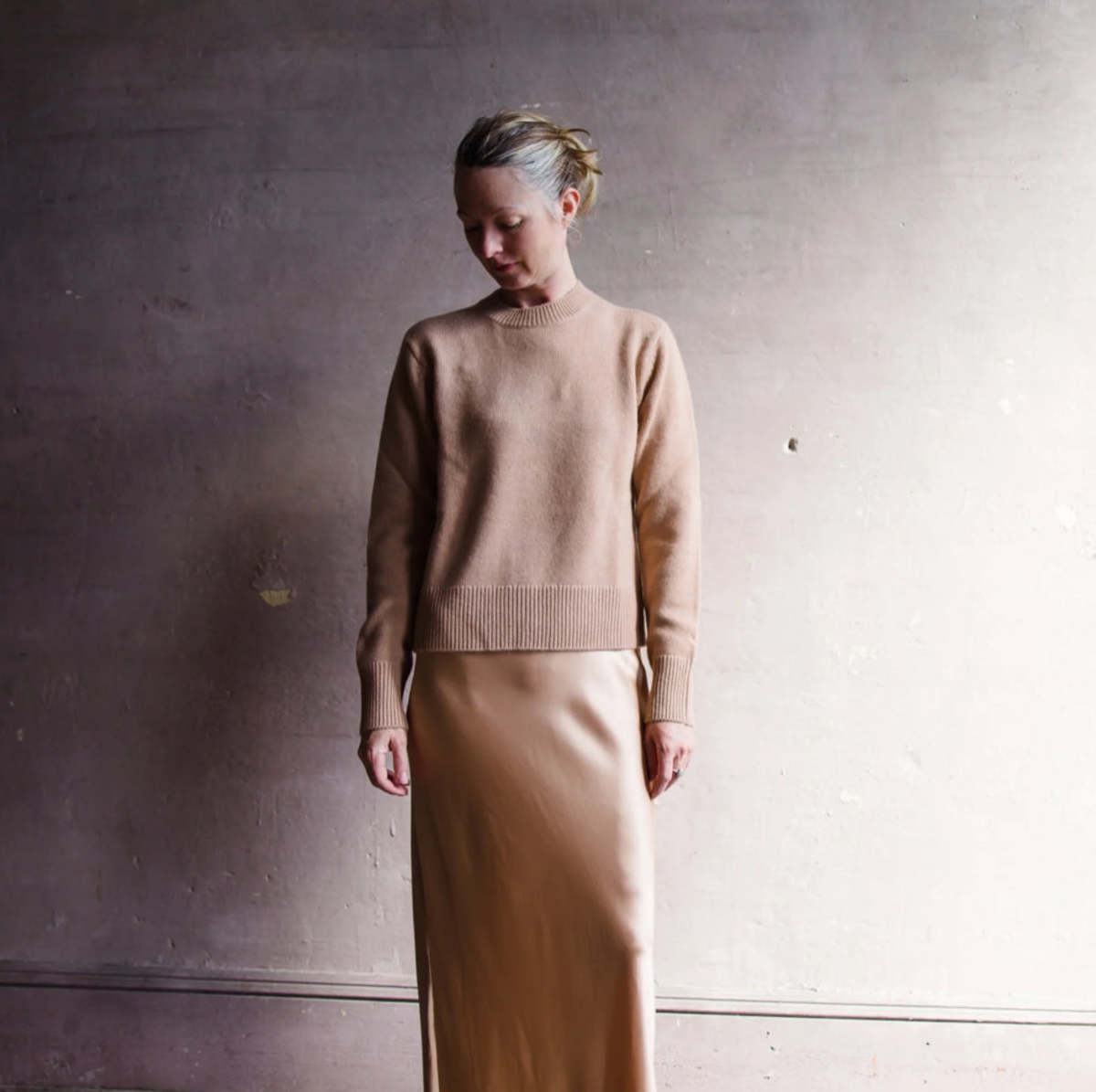 FRAME Denim Cashmere Clean Crew - Blush | Garmentory