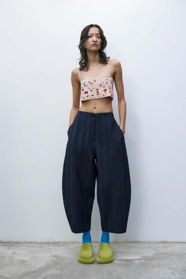 Cordera Herringbone Curved Pants | Garmentory