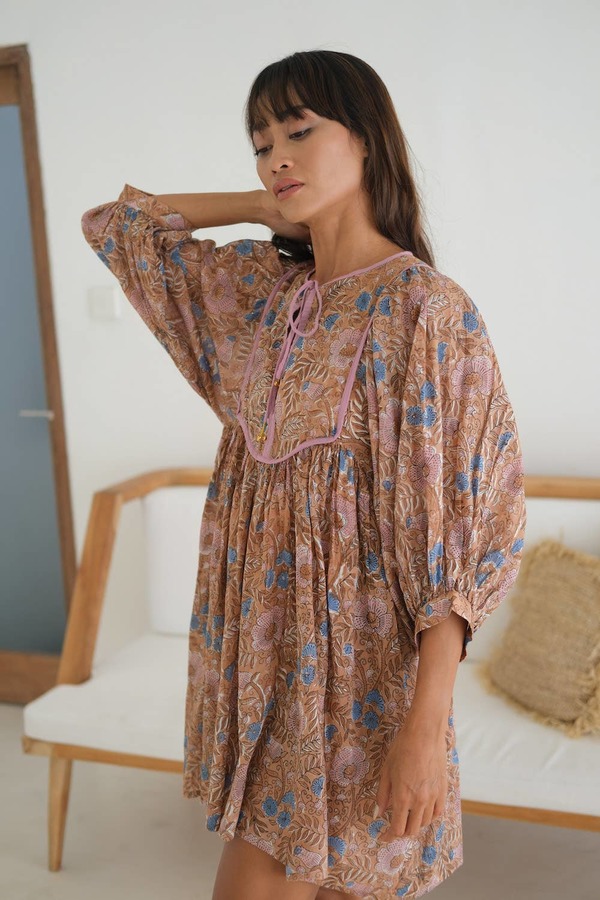 The Fox and The Mermaid Zoha Dress - Block Print | Garmentory