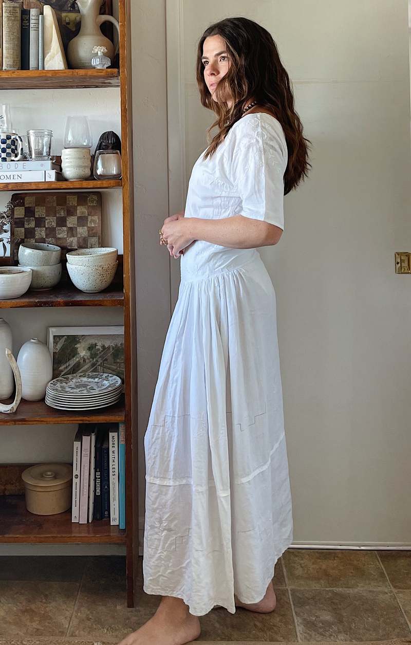 The Ludlow Shop 1920s Cutwork Linen Dress - White | Garmentory