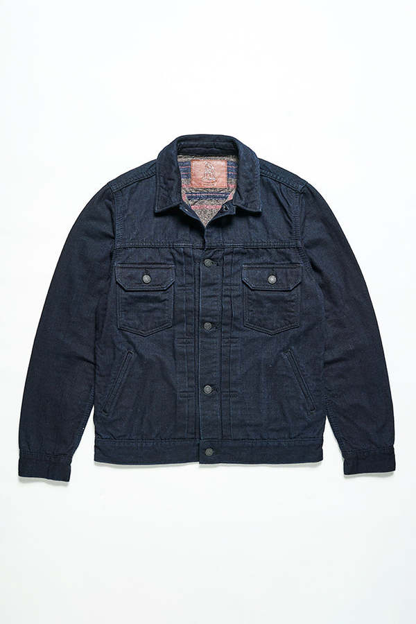 Pure Blue Japan Double Face Indigo Stripe Type 2 Jacket - Blue | Garmentory