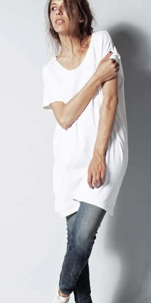 Skargorn Boxy Tee Dress - White Wash | Garmentory