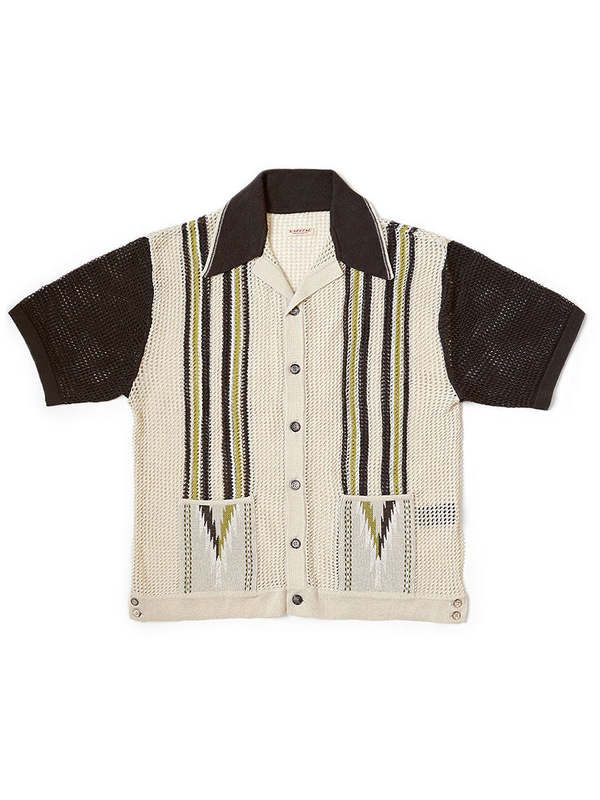 Kapital 12G Mesh Knit Tennessee Cuba Polo - Beige | Garmentory