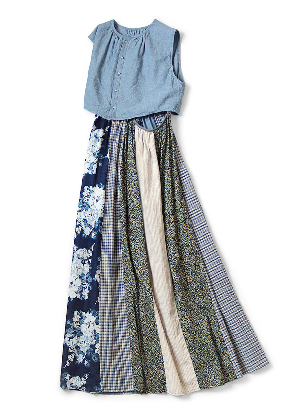 Kapital Patchwork Shrimp Dress - Indigo | Garmentory