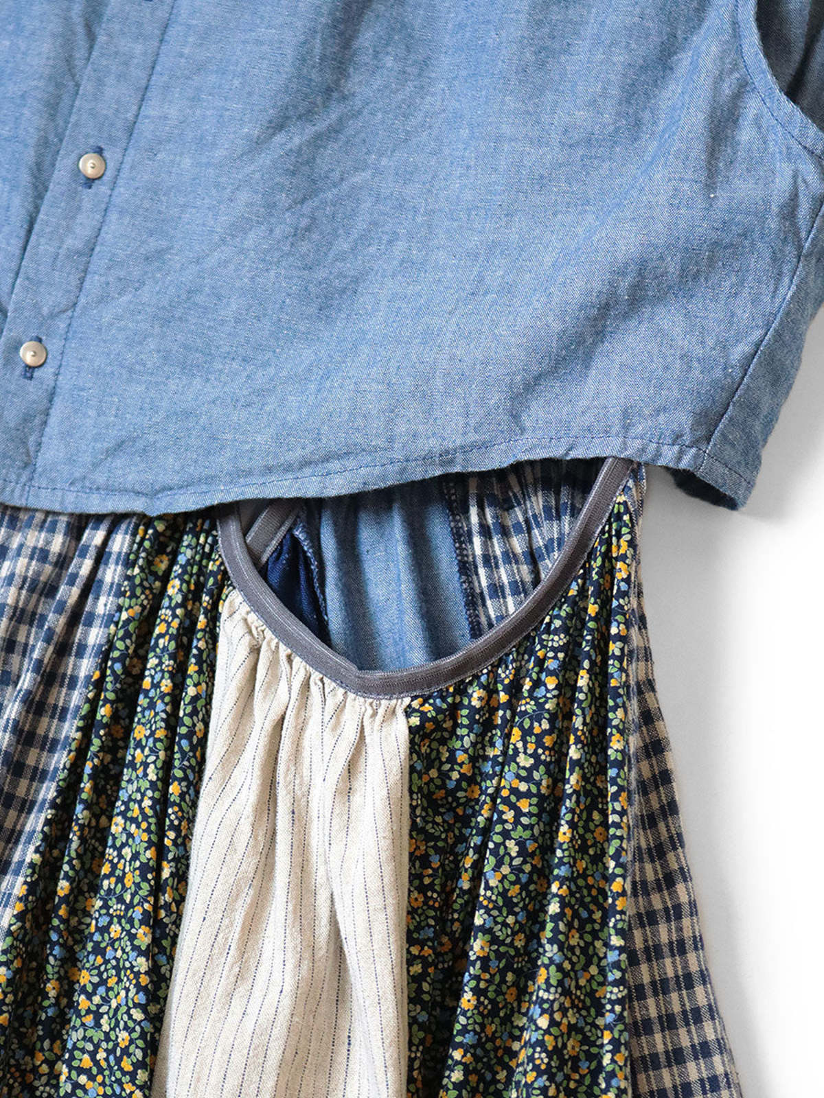 Kapital Patchwork Shrimp Dress - Indigo | Garmentory