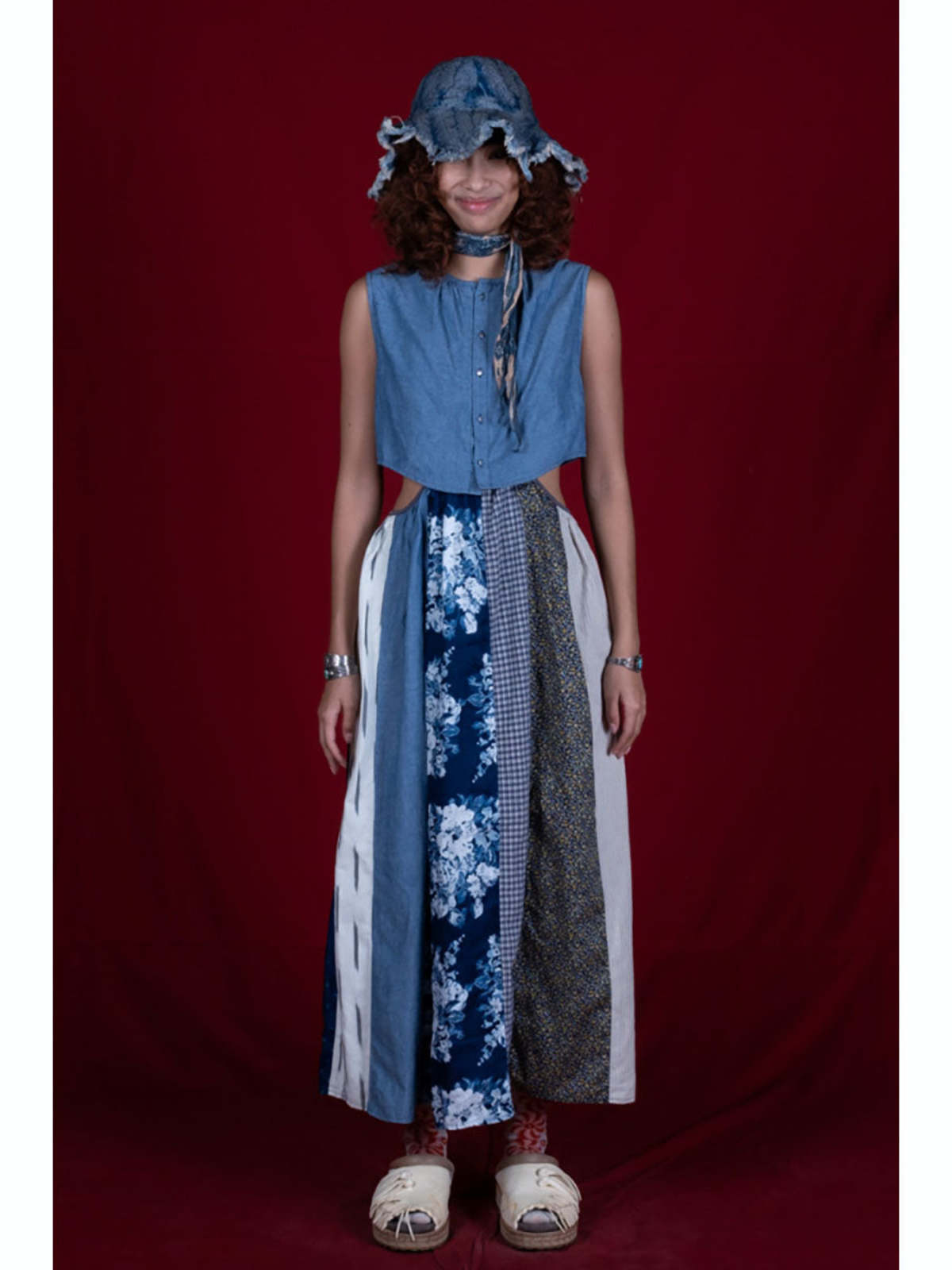 Kapital Patchwork Shrimp Dress - Indigo | Garmentory