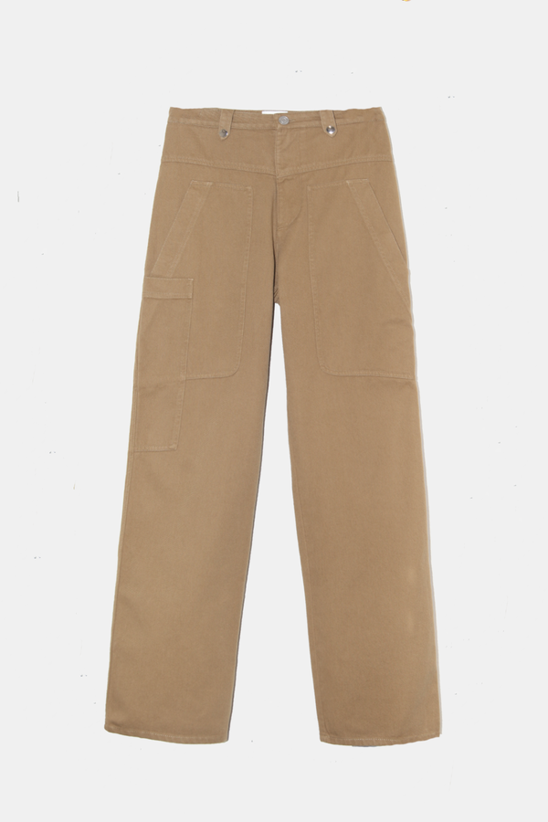 isabel marant etoile Jilda Work Wear Cotton Pant - Khaki | Garmentory