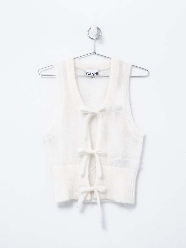 Ganni Light Mohair Tie String Vest - Egret | Garmentory