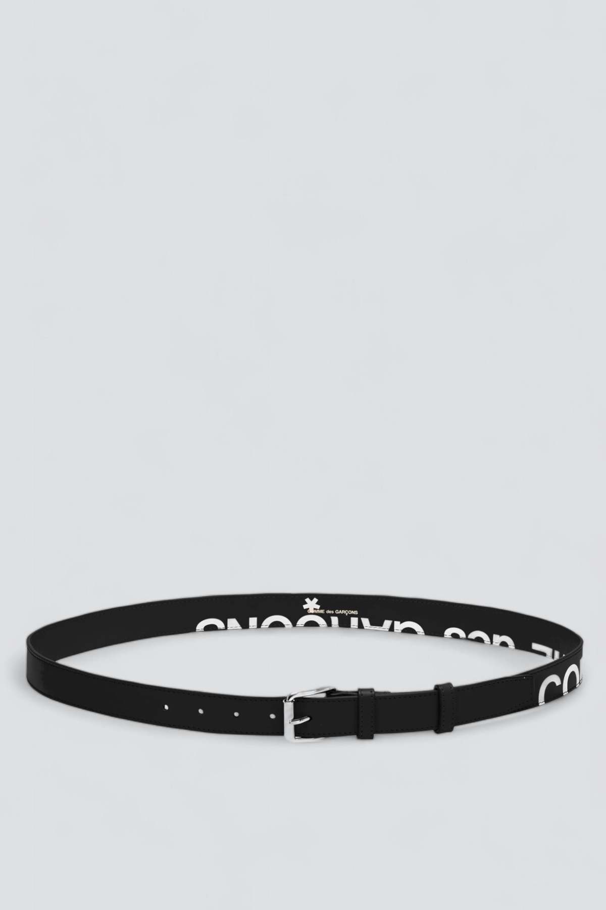 Comme des Garçons Huge Logo Leather Belt - Black | Garmentory