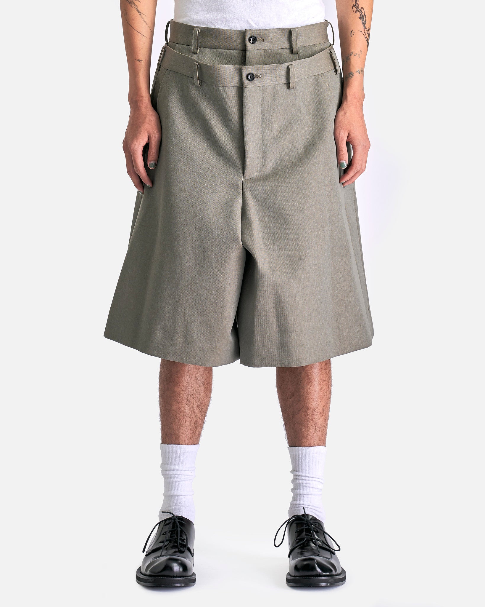 Comme des Garçons Double Layered Shorts - Khaki | Garmentory