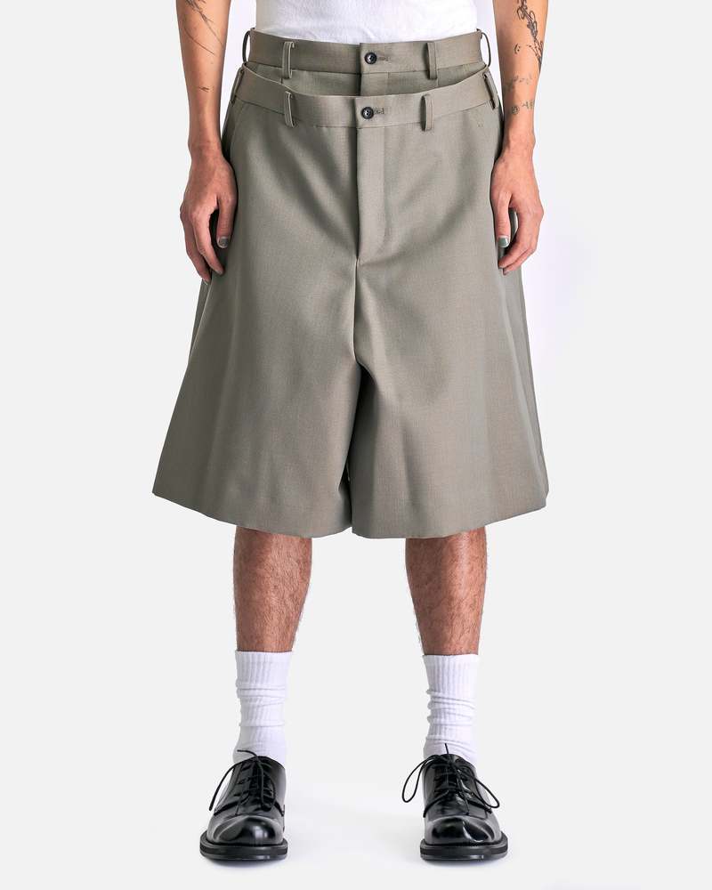 Comme des Garçons Double Layered Shorts - Khaki | Garmentory