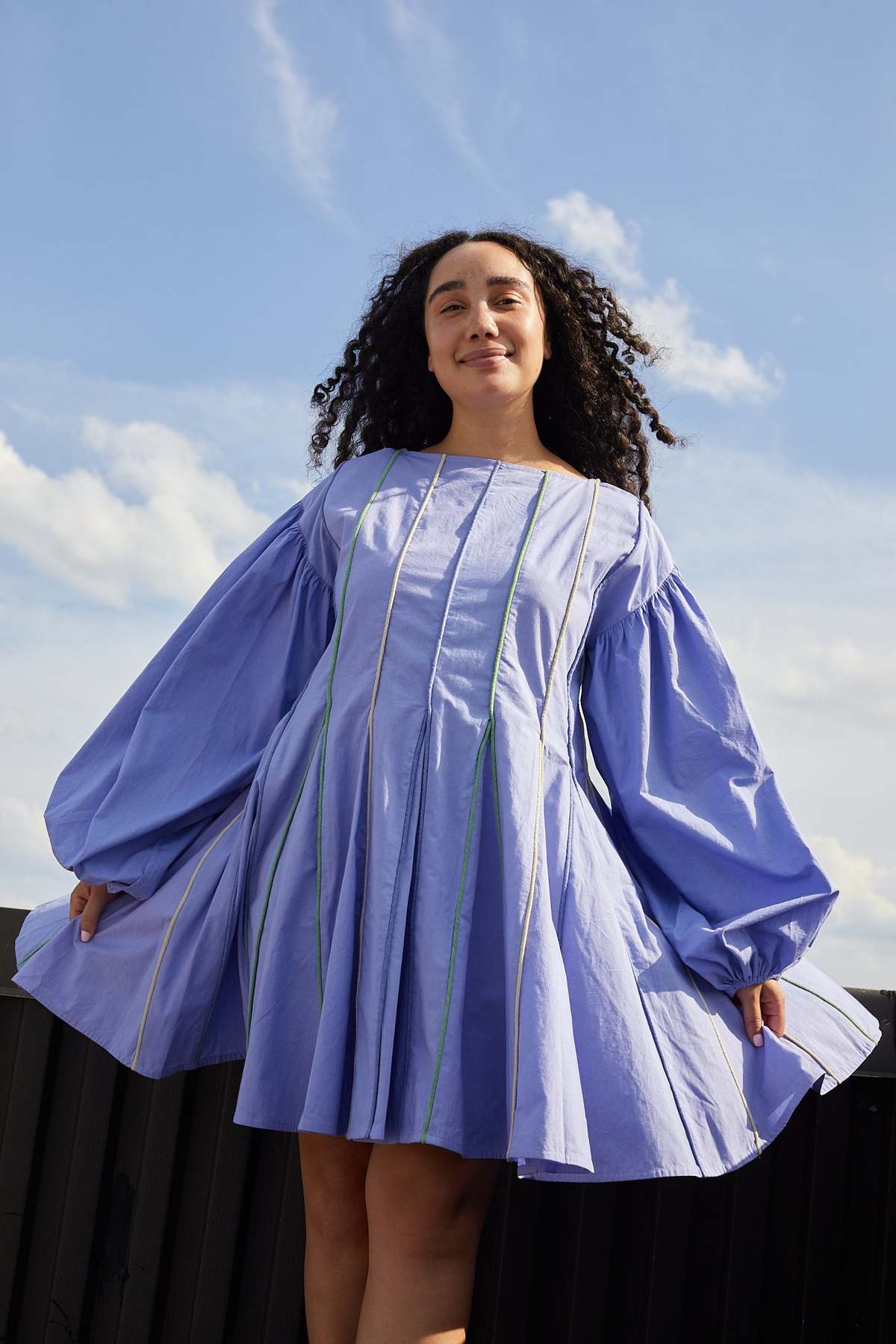 Rujuta Sheth Lucy Dress - Lavender/Multi Piping | Garmentory