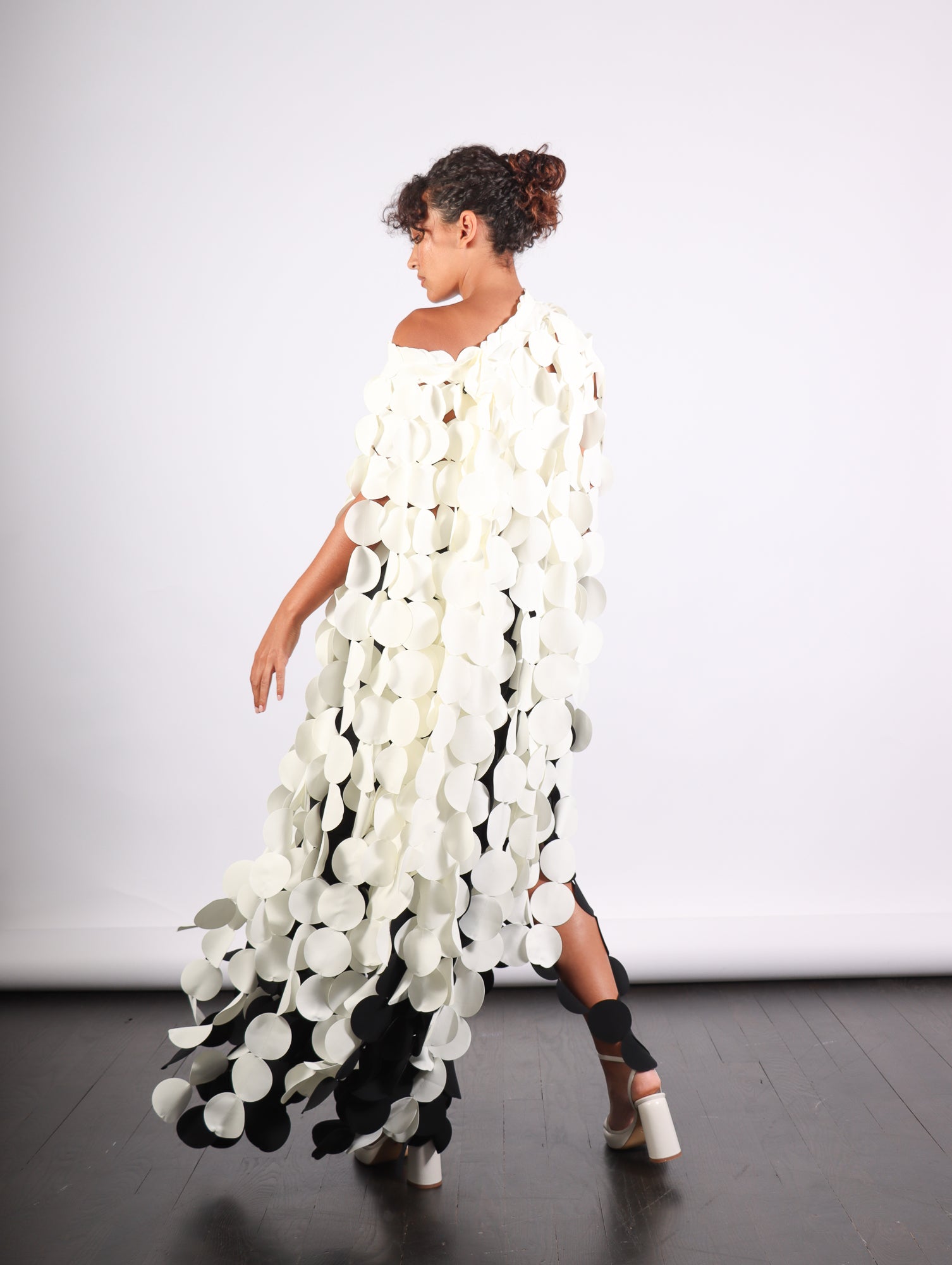 A.W.A.K.E. MODE Multi Circle Layered Cape Top - Ivory | Garmentory