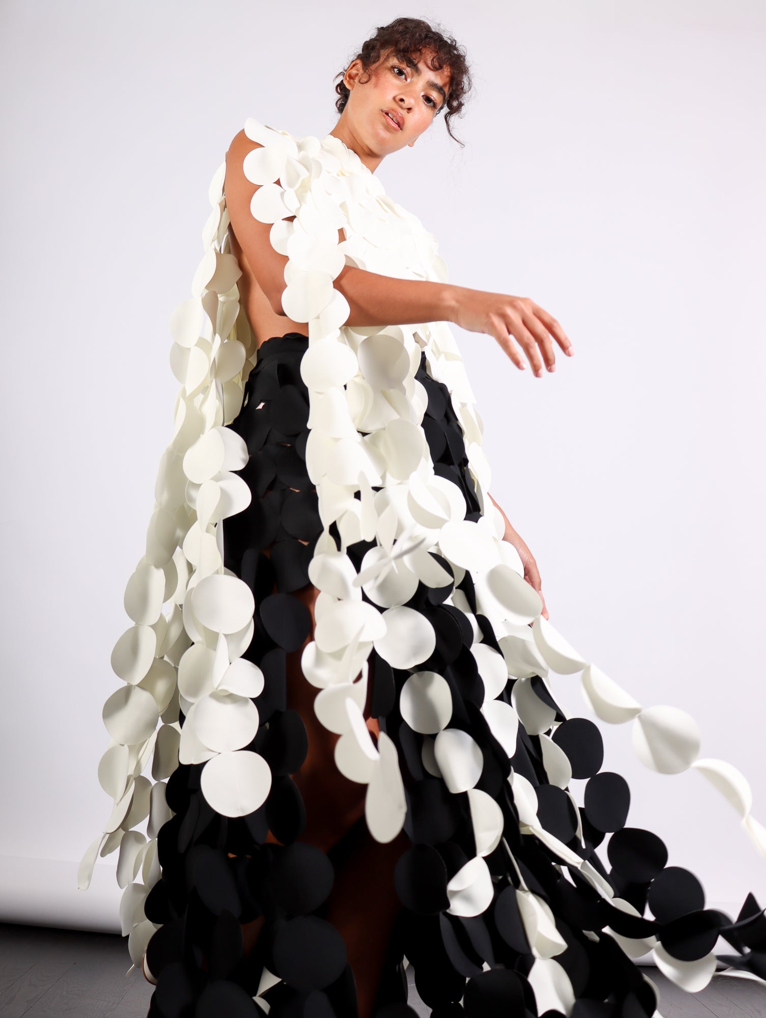 A.W.A.K.E. MODE Multi Circle Layered Cape Top - Ivory | Garmentory