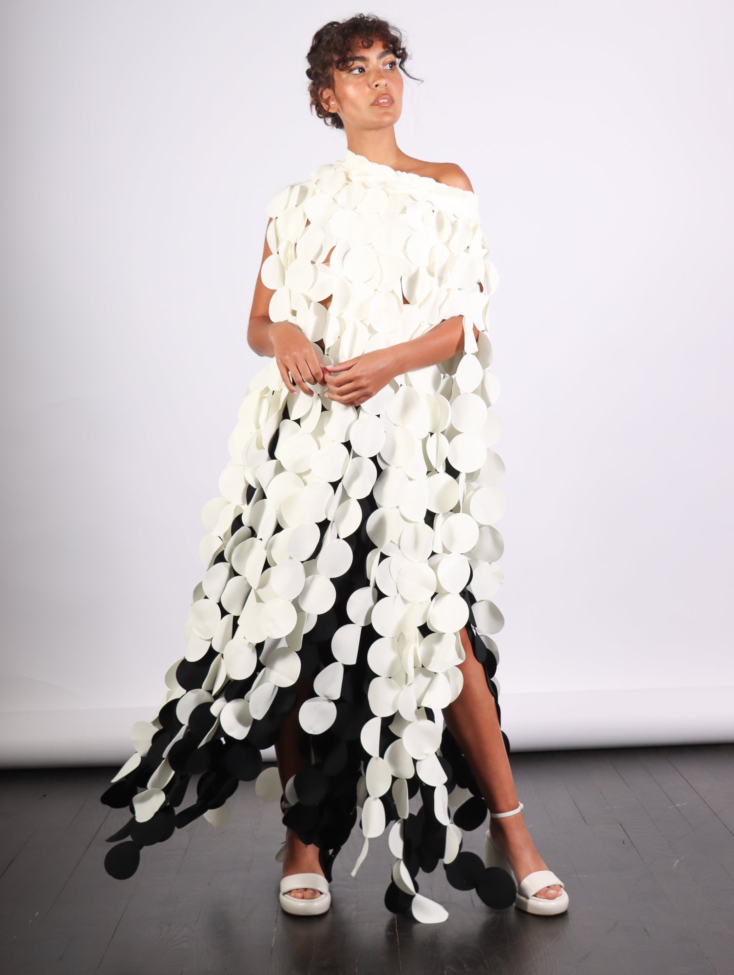 A.W.A.K.E. MODE Multi Circle Layered Cape Top - Ivory | Garmentory