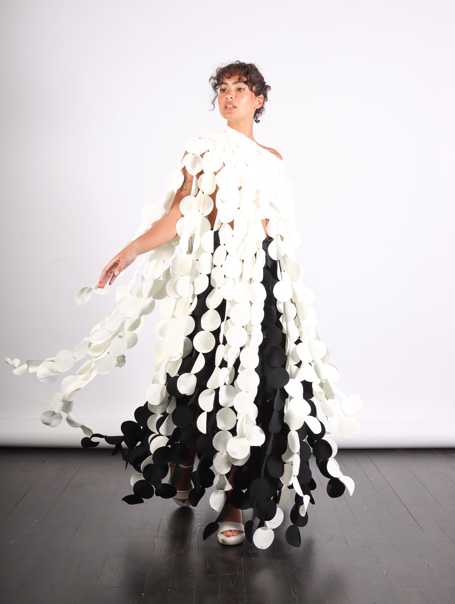 A.W.A.K.E. MODE Multi Circle Layered Cape Top - Ivory | Garmentory