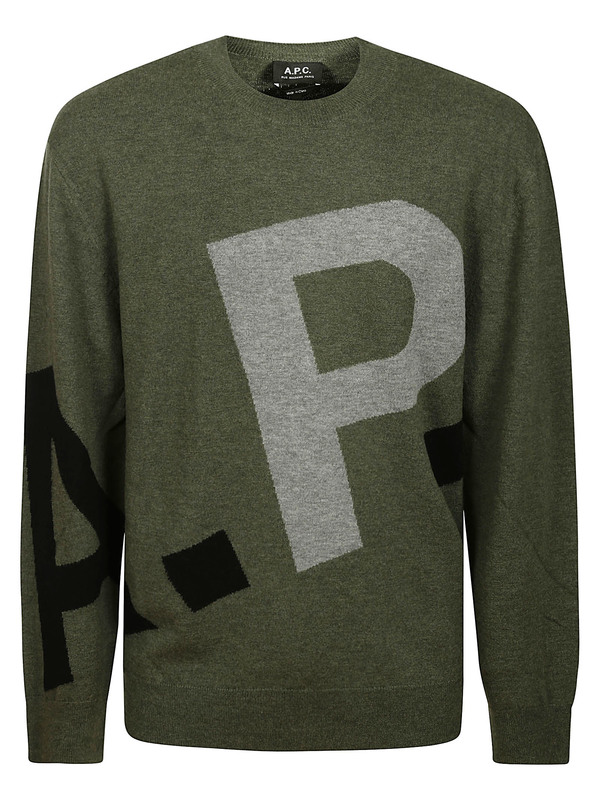 A.P.C. pull logo all over h Pullover - JAA KAKI | Garmentory